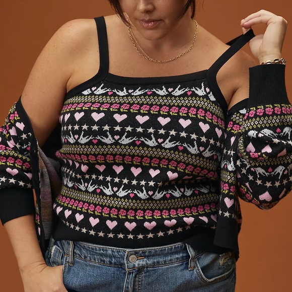 Maeve | Sweaters | Nwt Anthropologie Maeve Hearts Cardigan Cami Sweater ...